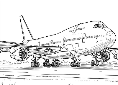 Commercial Jet Coloring Pages - Kivios