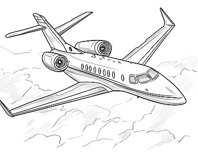 Private Jet Coloring Pages - Kivios