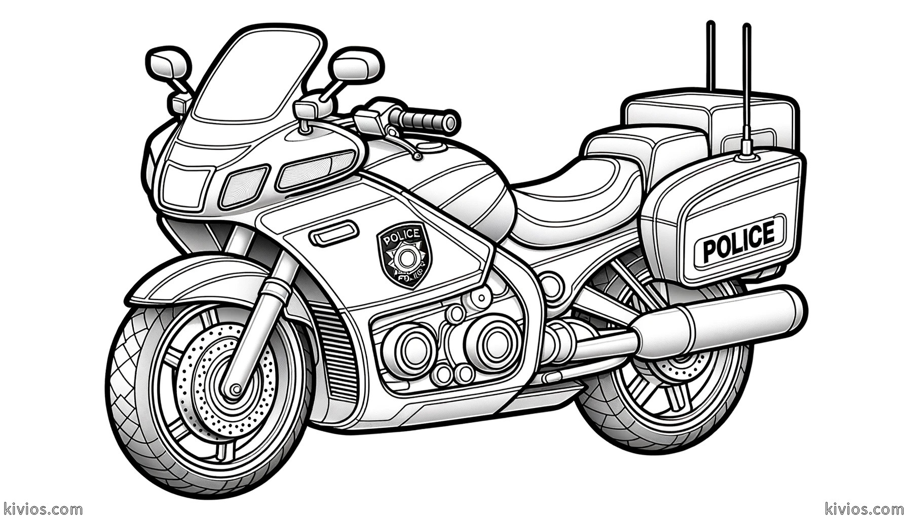 Police Motorcycle Coloring Pages - Kivios