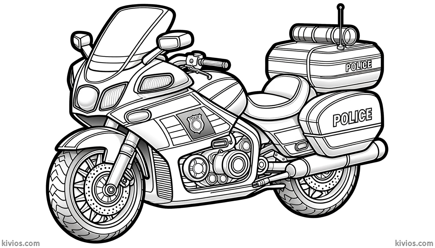 Police Motorcycle Coloring Pages - Kivios