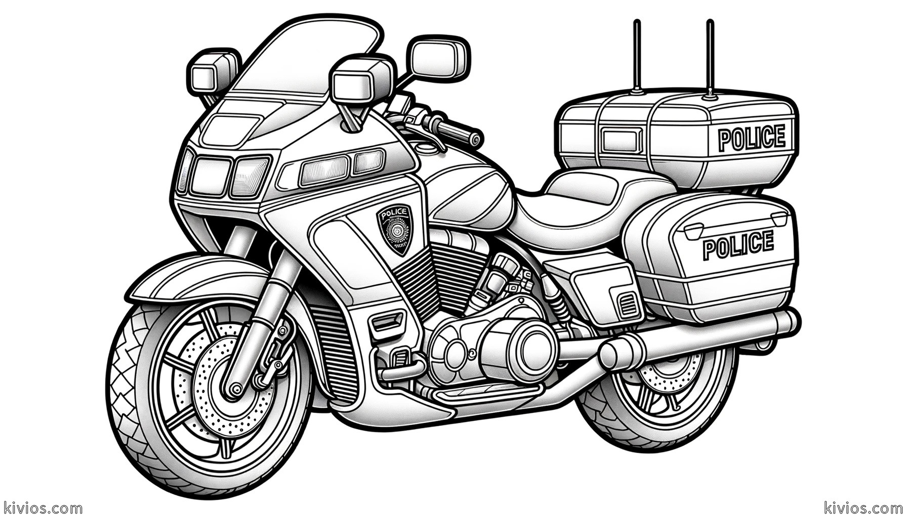 Police Motorcycle Coloring Pages - Kivios