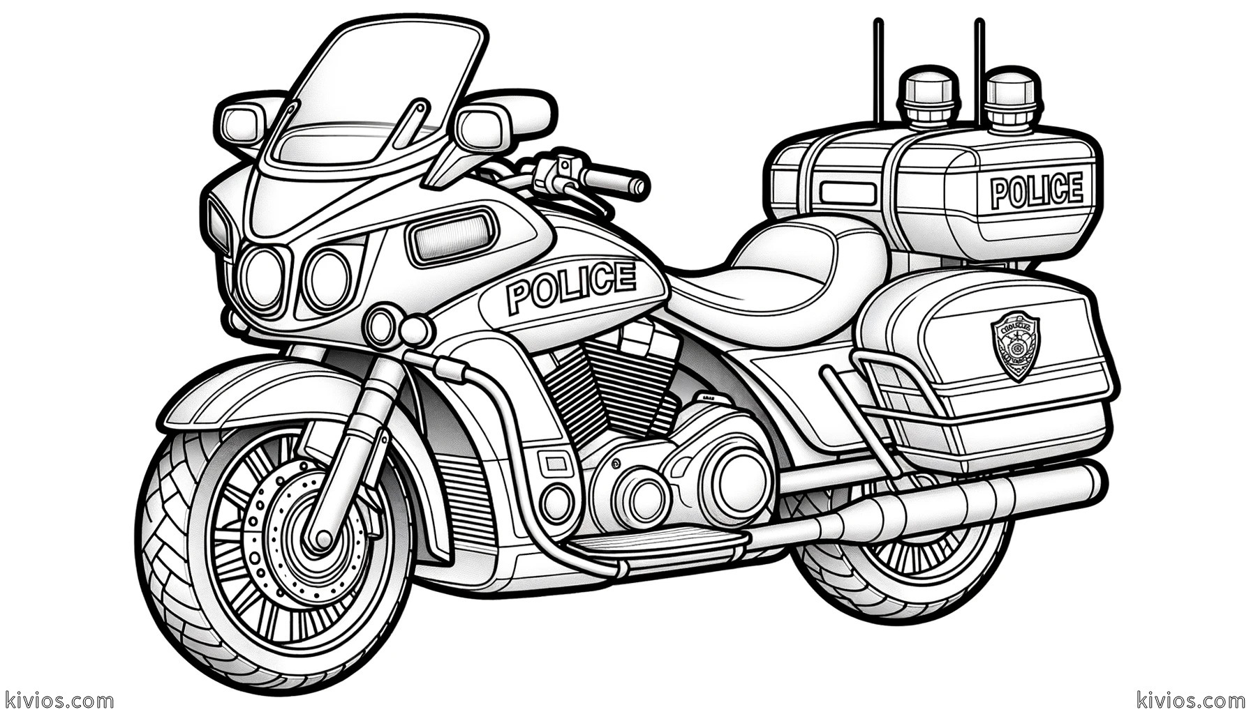 Police Motorcycle Coloring Pages - Kivios