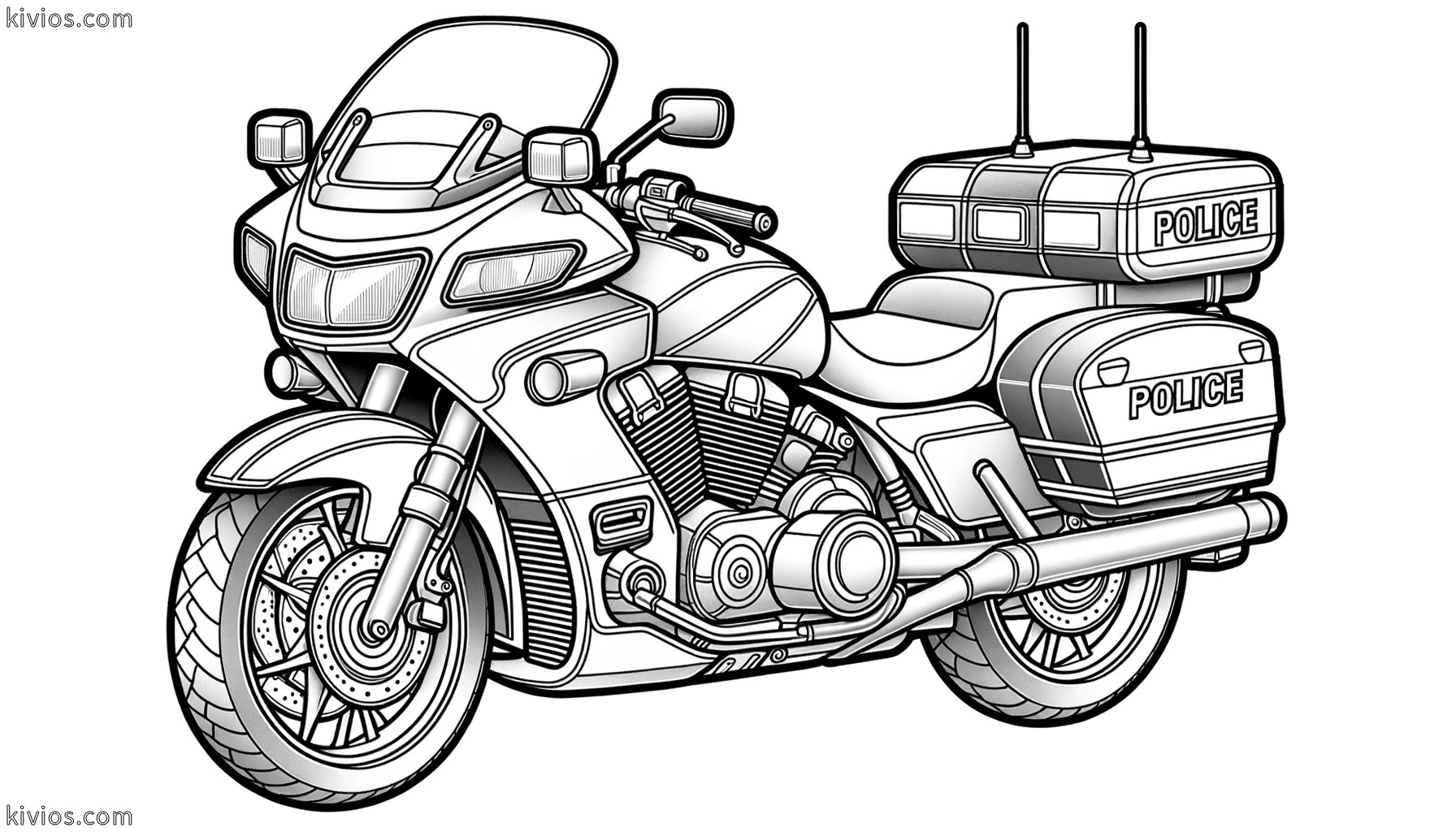 Police Motorcycle Coloring Pages - Kivios