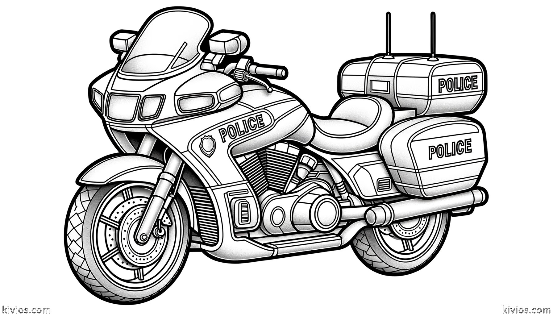 Police Motorcycle Coloring Pages - Kivios