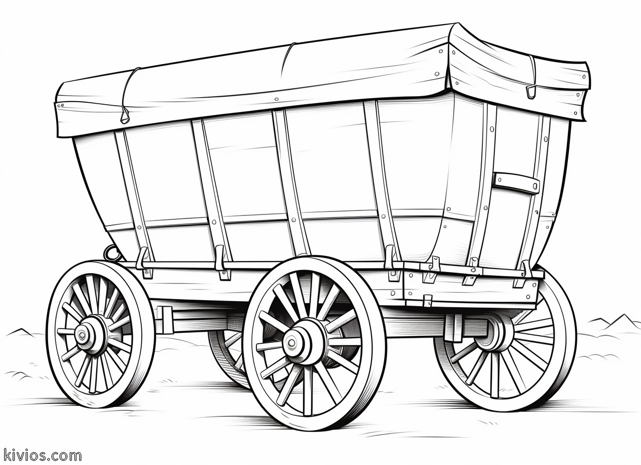 Covered Wagon Coloring Pages - Kivios