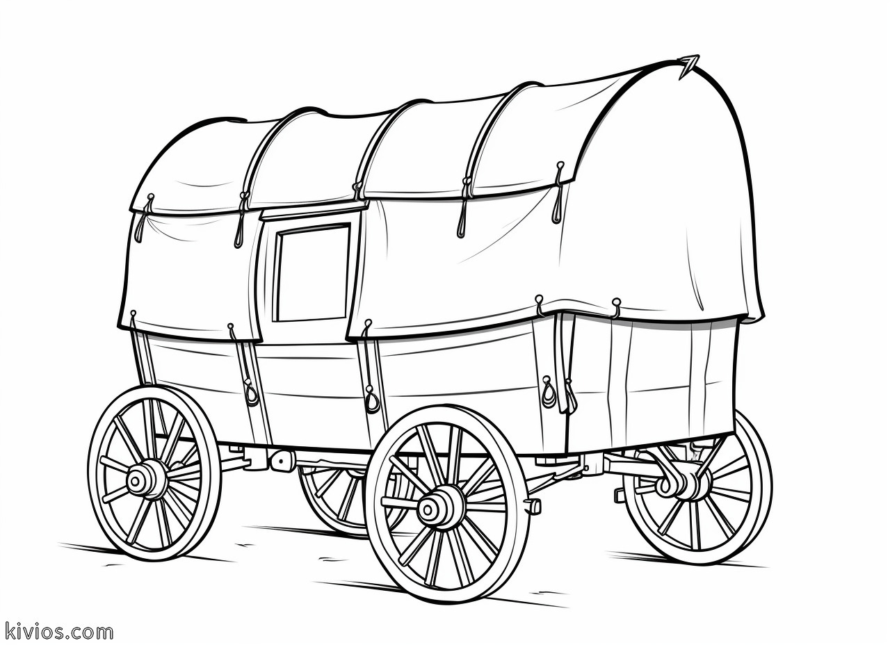 Covered Wagon Coloring Pages - Kivios