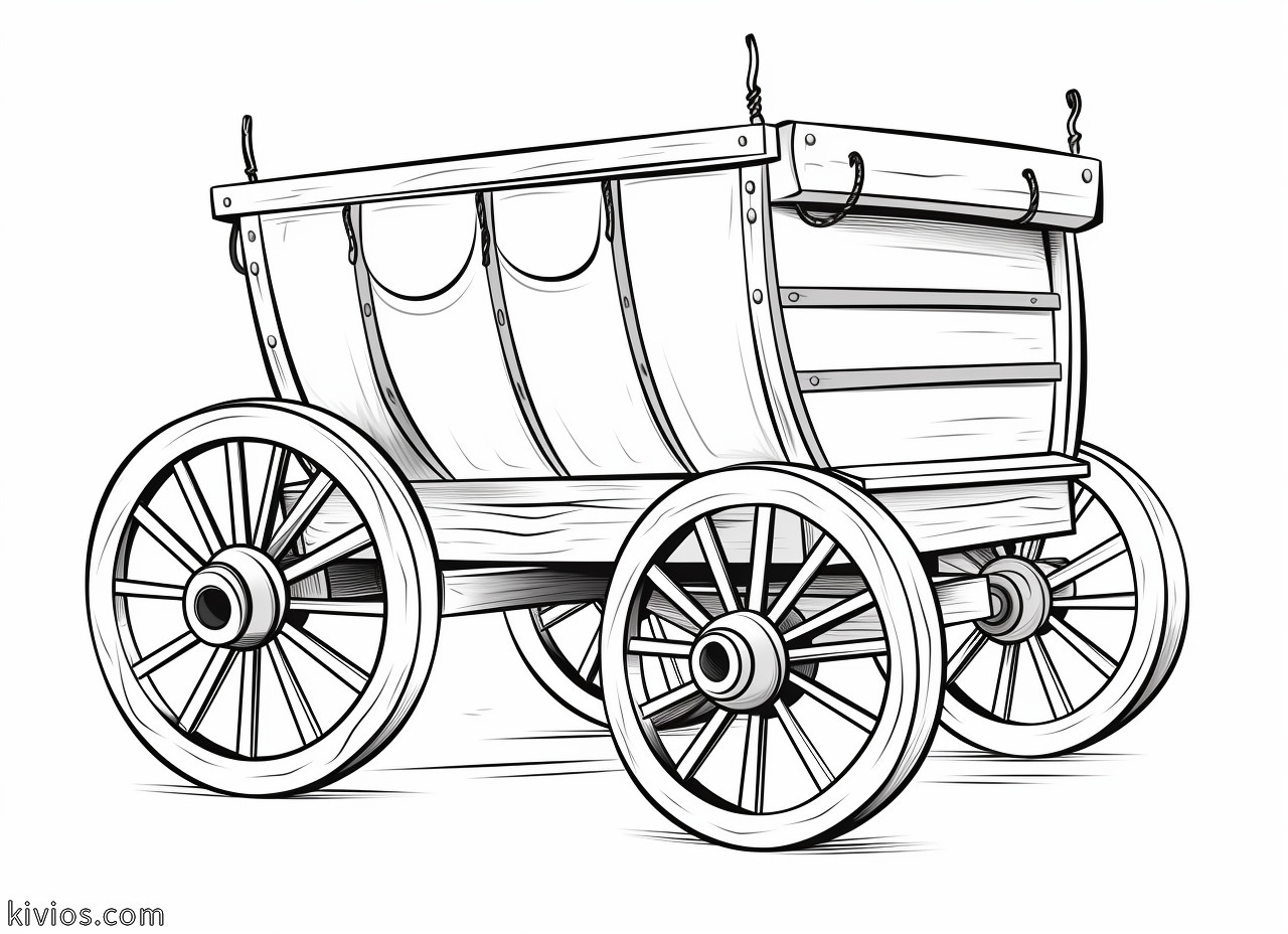 Covered Wagon Coloring Pages - Kivios