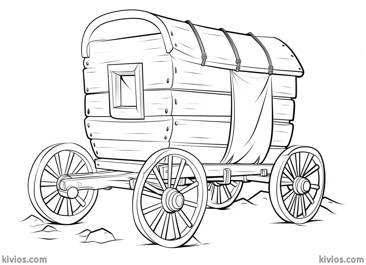 Covered Wagon Coloring Pages - Kivios