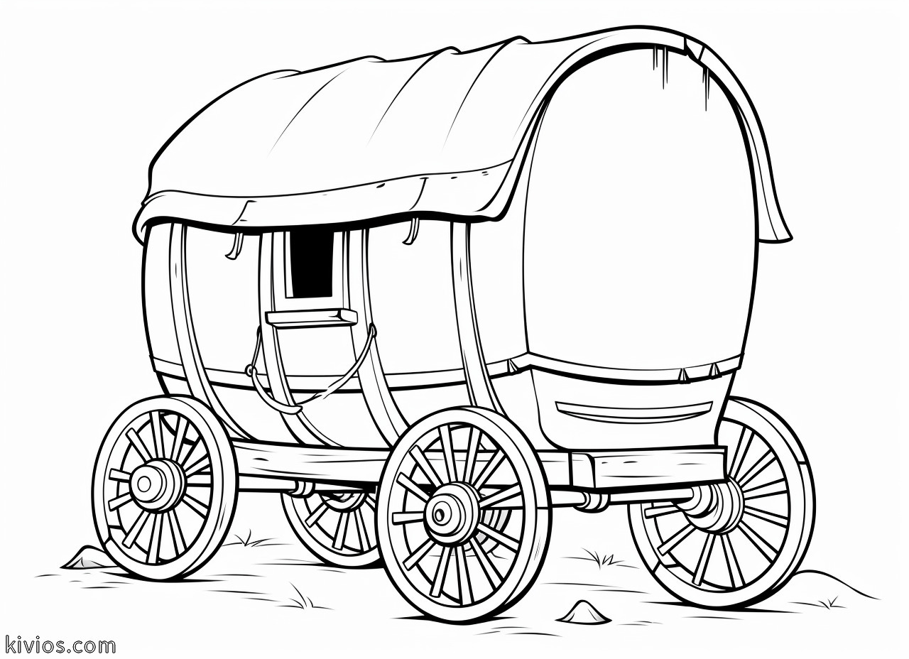 Covered Wagon Coloring Pages - Kivios