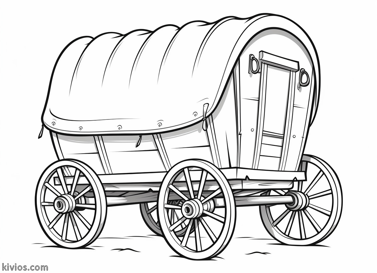 Covered Wagon Coloring Pages - Kivios