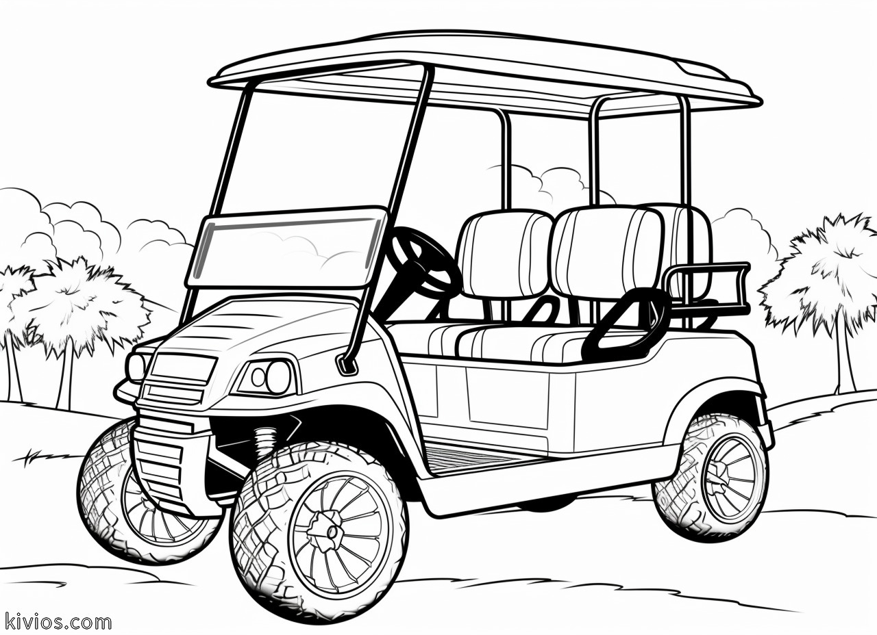 Golf Cart Coloring Pages - Kivios