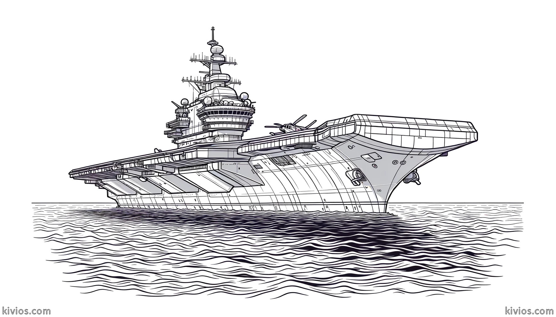 Military Ship Coloring Pages - Kivios