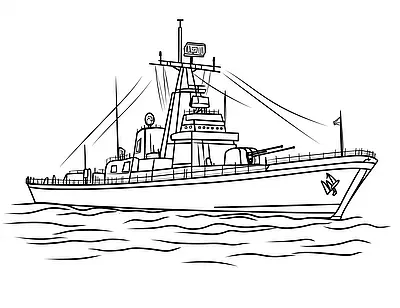 Military Ship Coloring Pages - Kivios