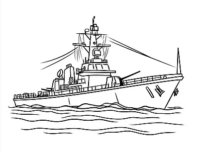 Military Ship Coloring Pages - Kivios