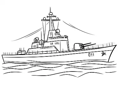 Military Ship Coloring Pages - Kivios