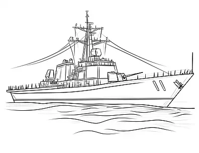 Military Ship Coloring Pages - Kivios