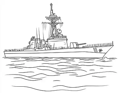 Military Ship Coloring Pages - Kivios