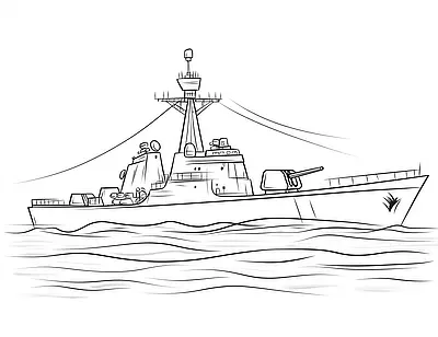 Military Ship Coloring Pages - Kivios