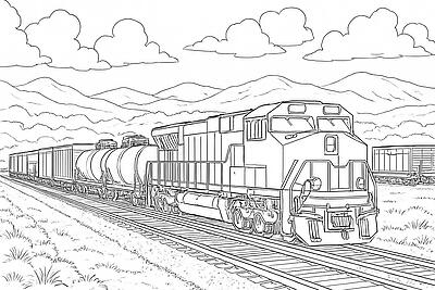 Modern Train Coloring Pages - Kivios