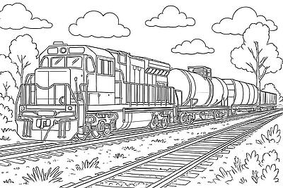 Modern Train Coloring Pages - Kivios