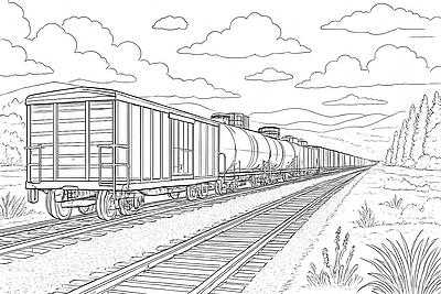 Modern Train Coloring Pages - Kivios