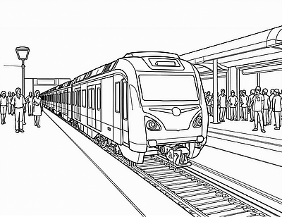 Modern Train Coloring Pages - Kivios