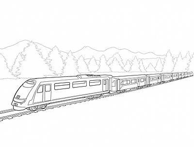 Modern Train Coloring Pages - Kivios