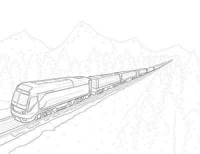 Modern Train Coloring Pages - Kivios
