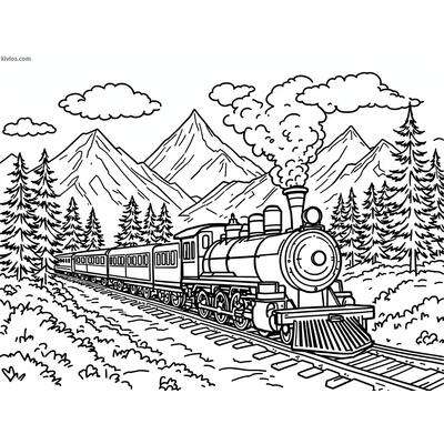 Steam Train Coloring Pages - Kivios
