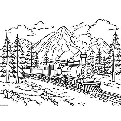 Steam Train Coloring Pages - Kivios