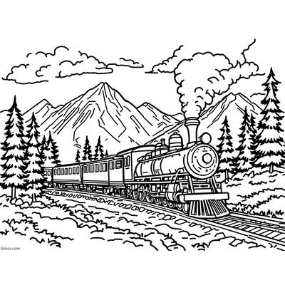 Steam Train Coloring Pages - Kivios