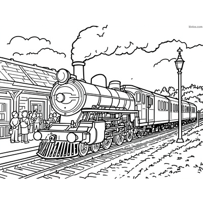 Steam Train Coloring Pages - Kivios