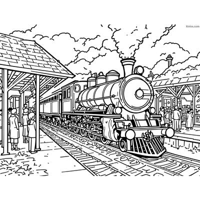 Steam Train Coloring Pages - Kivios