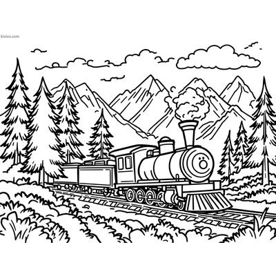 Steam Train Coloring Pages - Kivios