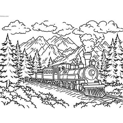Steam Train Coloring Pages - Kivios