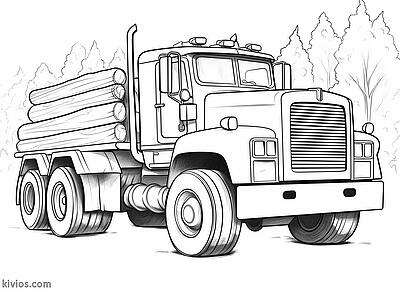 logging truck coloring page printable
