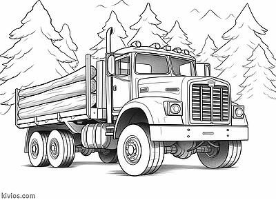 coloring pages of semi trucks and trailers